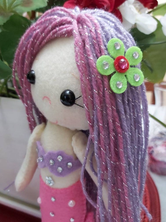 Stuffed Animals & Plushies Multi colored hair Stunning Plush Felt Doll ...