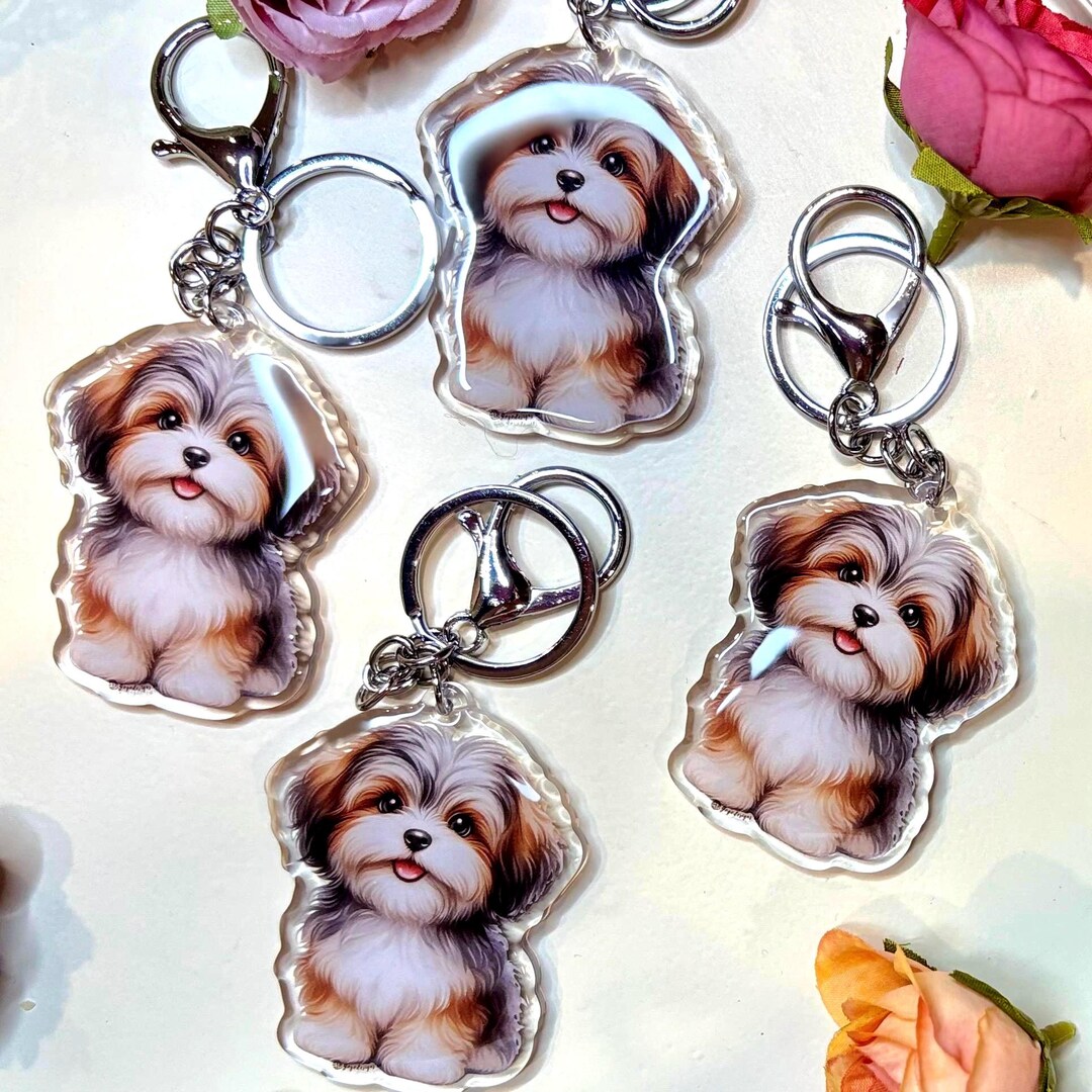 HAVANESE Puppy, Dog Breed Keychain, Acrylic Keyring, Christmas Gift ...