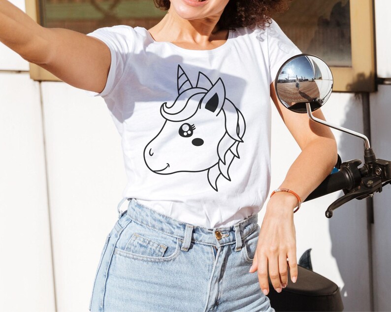 Black Lineart Unicorn Face SVG Simple Unicorn Outline Clipart ...