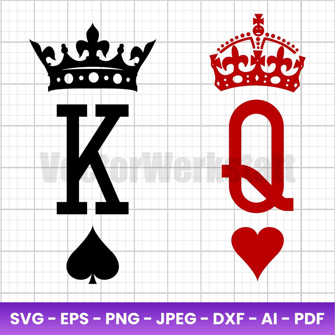 King and Queen Alphabet SVG Letter K and Q With Crowns Clipart Royal ...