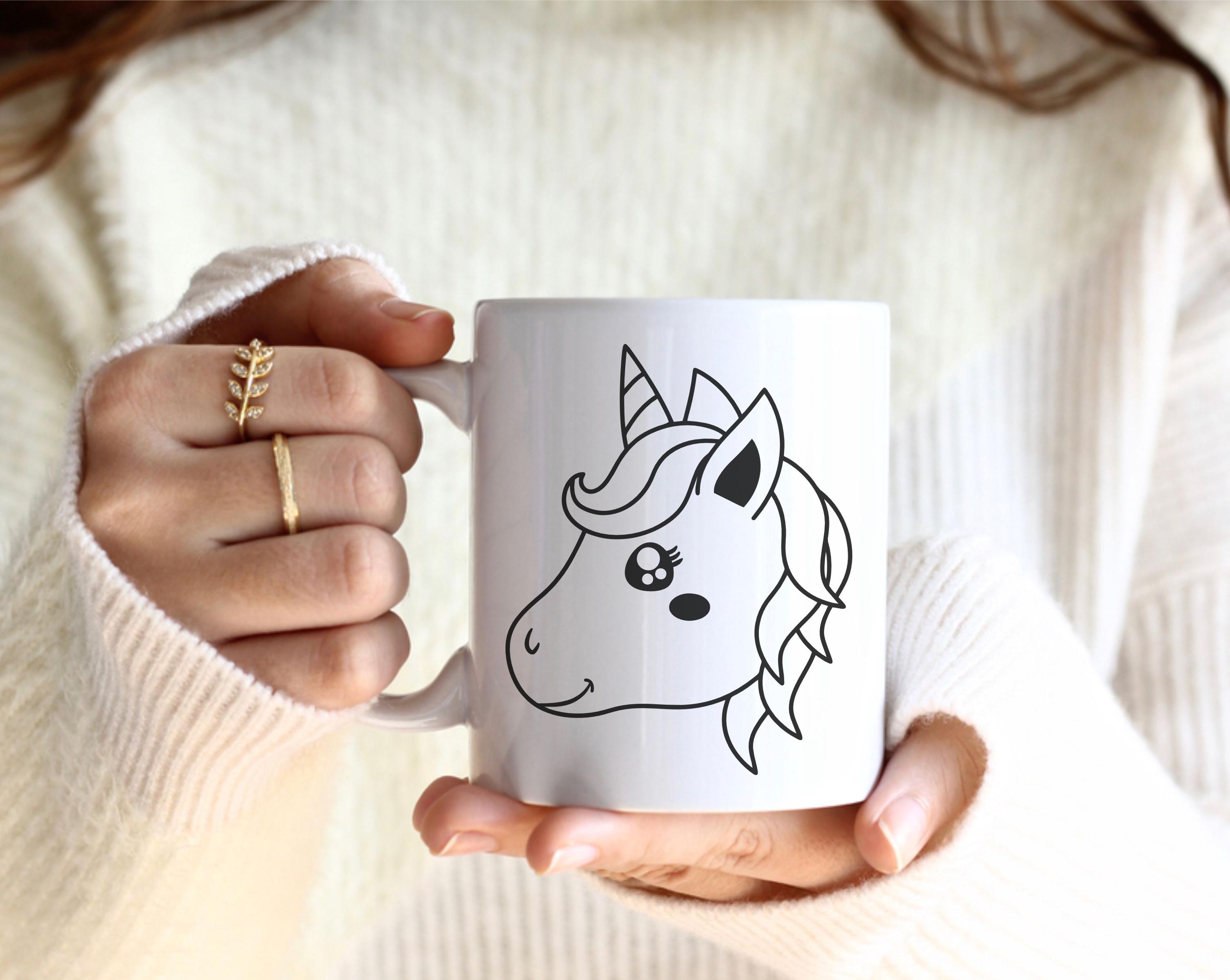 Black Lineart Unicorn Face SVG Simple Unicorn Outline Clipart ...