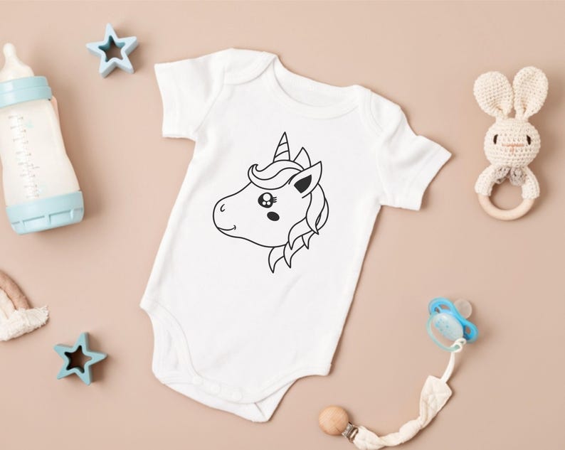 Black Lineart Unicorn Face SVG Simple Unicorn Outline Clipart ...