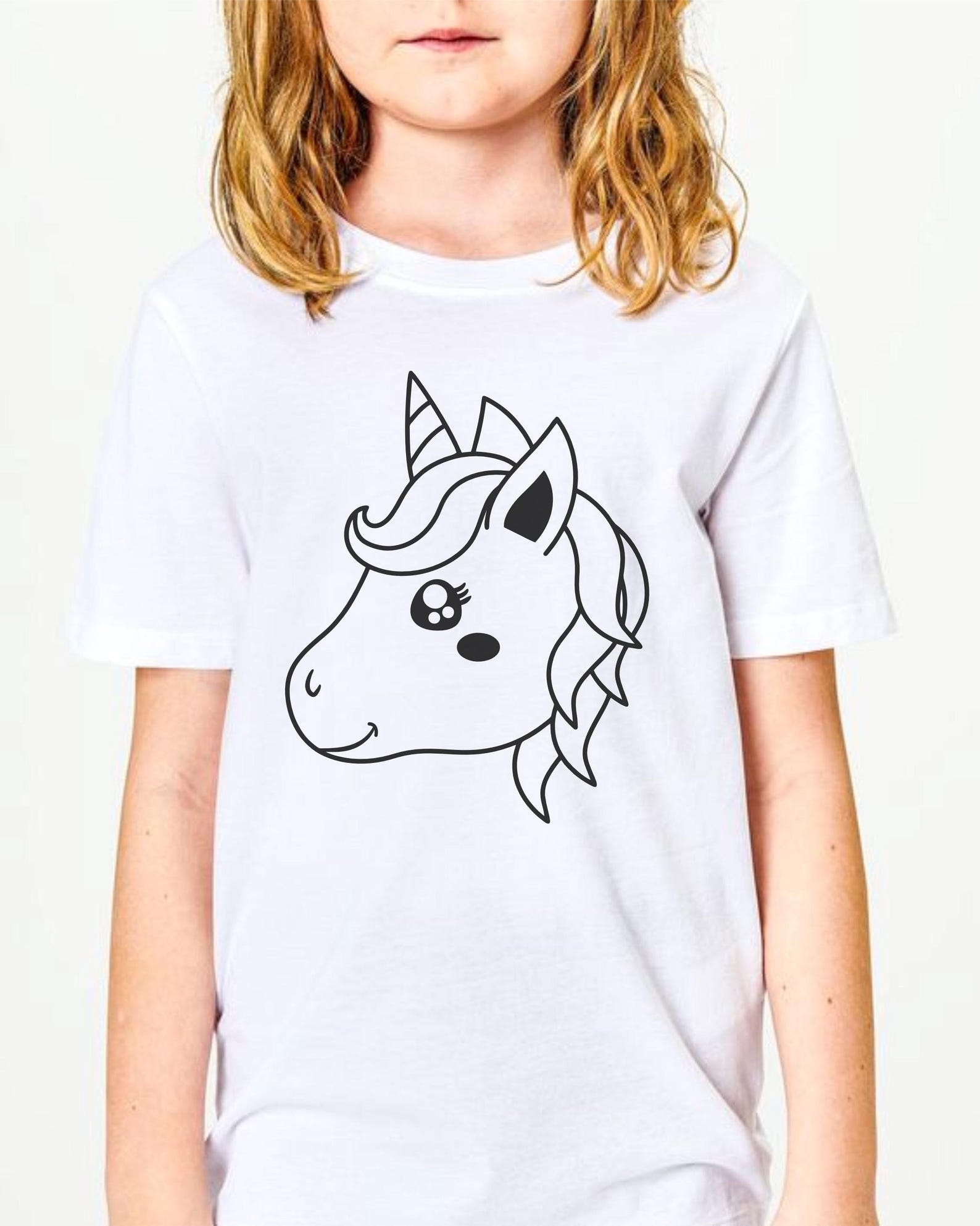 Black Lineart Unicorn Face SVG Simple Unicorn Outline Clipart ...