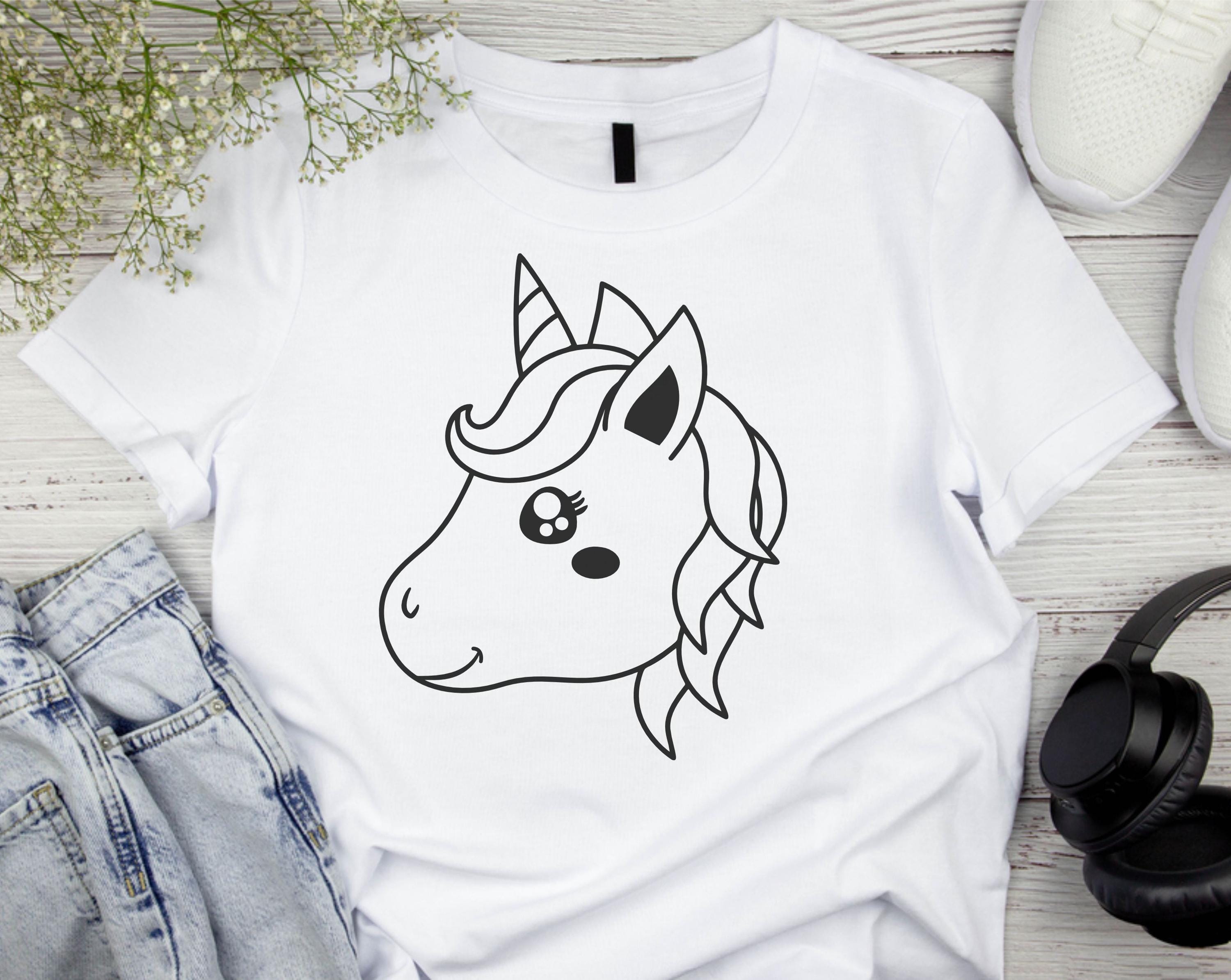 Black Lineart Unicorn Face SVG Simple Unicorn Outline Clipart ...