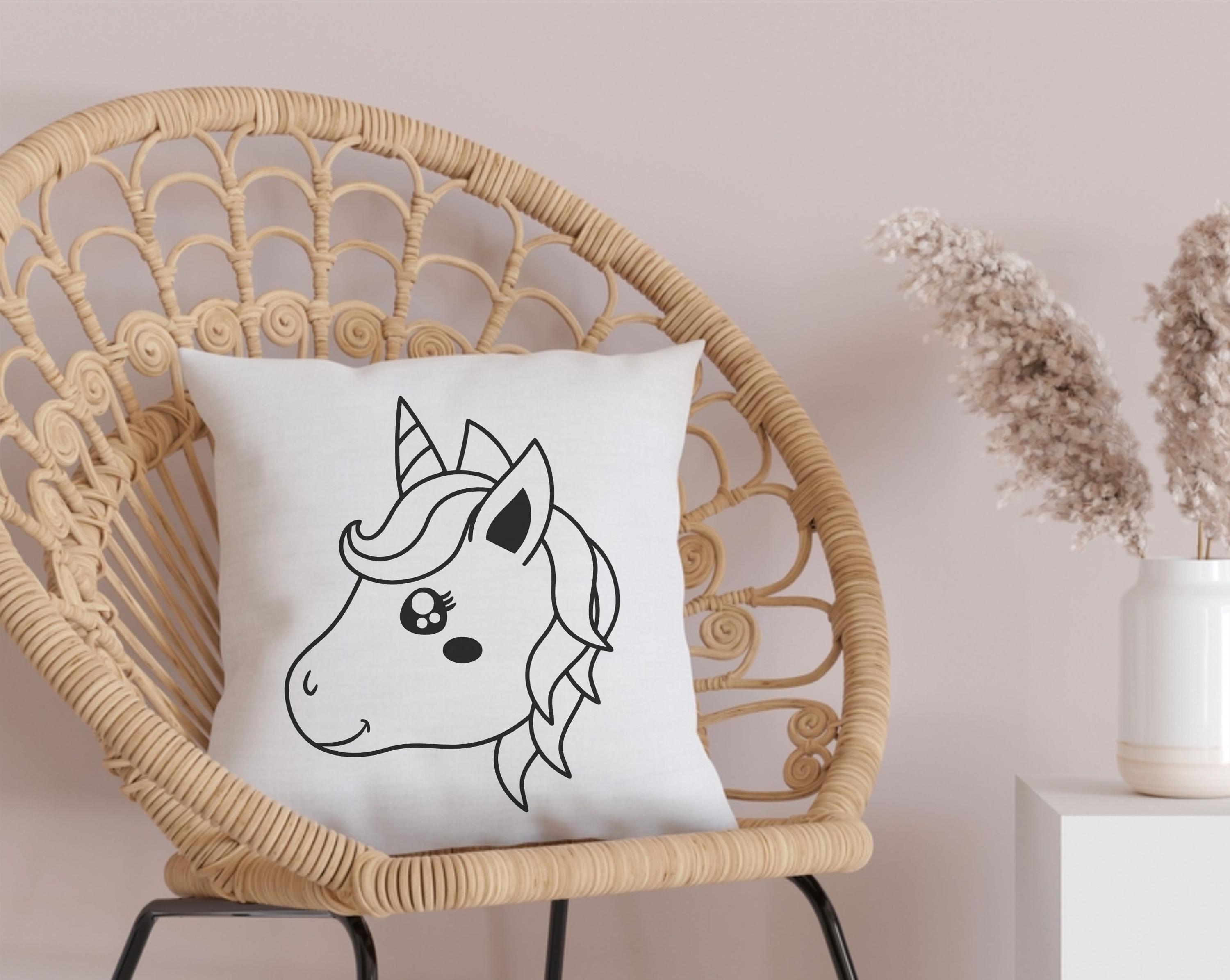 Black Lineart Unicorn Face SVG Simple Unicorn Outline Clipart ...