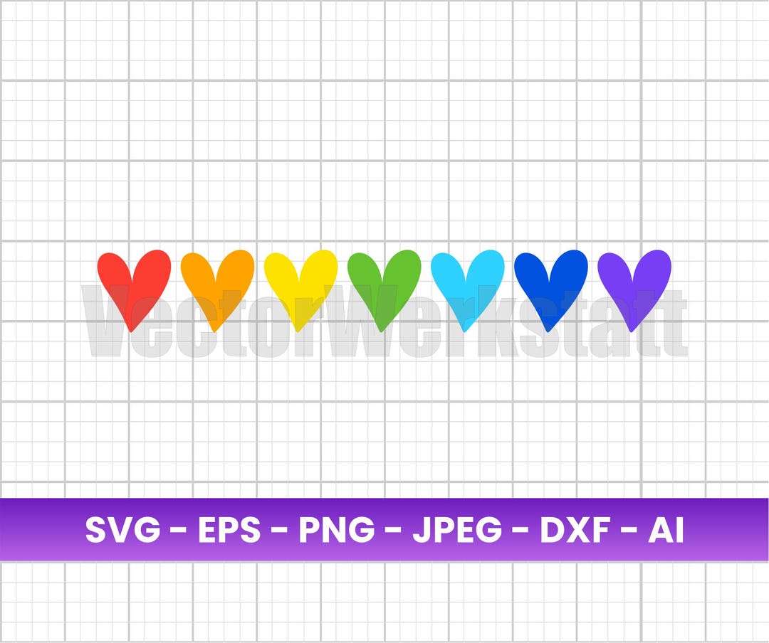 Rainbow Color Hearts SVG, Heart Svg, Love SVG, Valentine Svg, Colorful ...