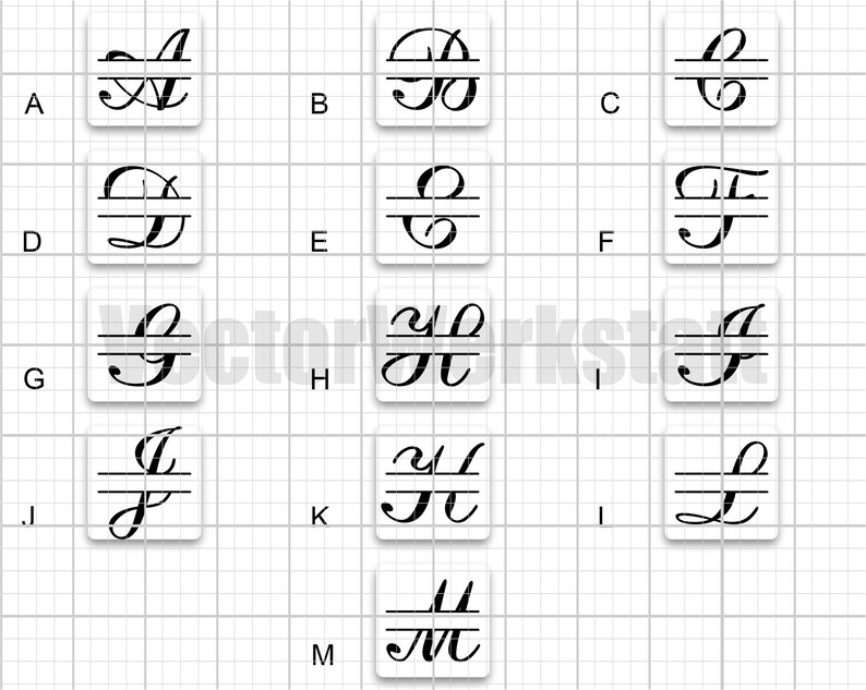Split Monogram Alphabet SVG Bundle Frame Alphabet Cut Files 26 ...