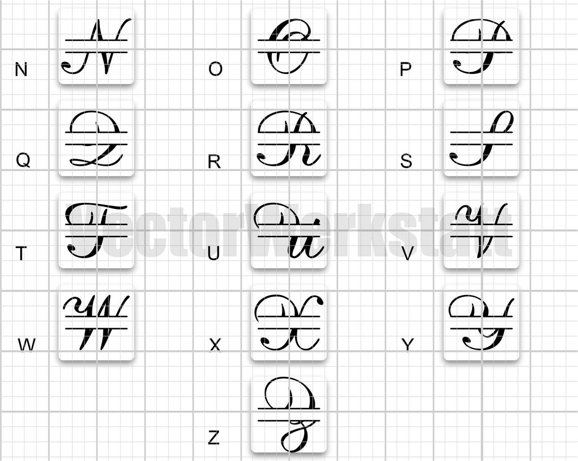 Split Monogram Alphabet SVG Bundle Frame Alphabet Cut Files 26 ...
