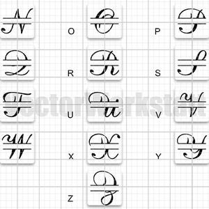 Split Monogram Alphabet SVG Bundle Frame Alphabet Cut Files 26 ...