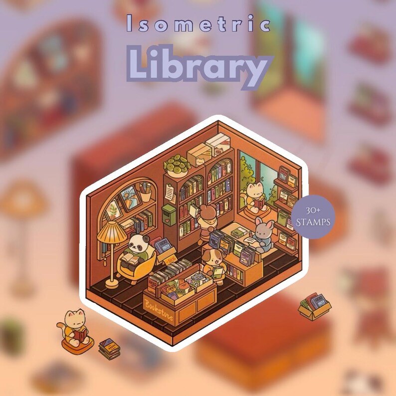 Isometric Stickers Room Interior Design Art Cute Stickers Cozy House ...