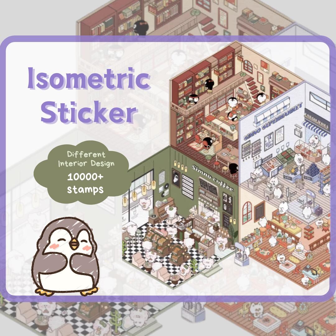 Isometric Stickers Lot Interior Design Crafting 3D Stickers - Etsy