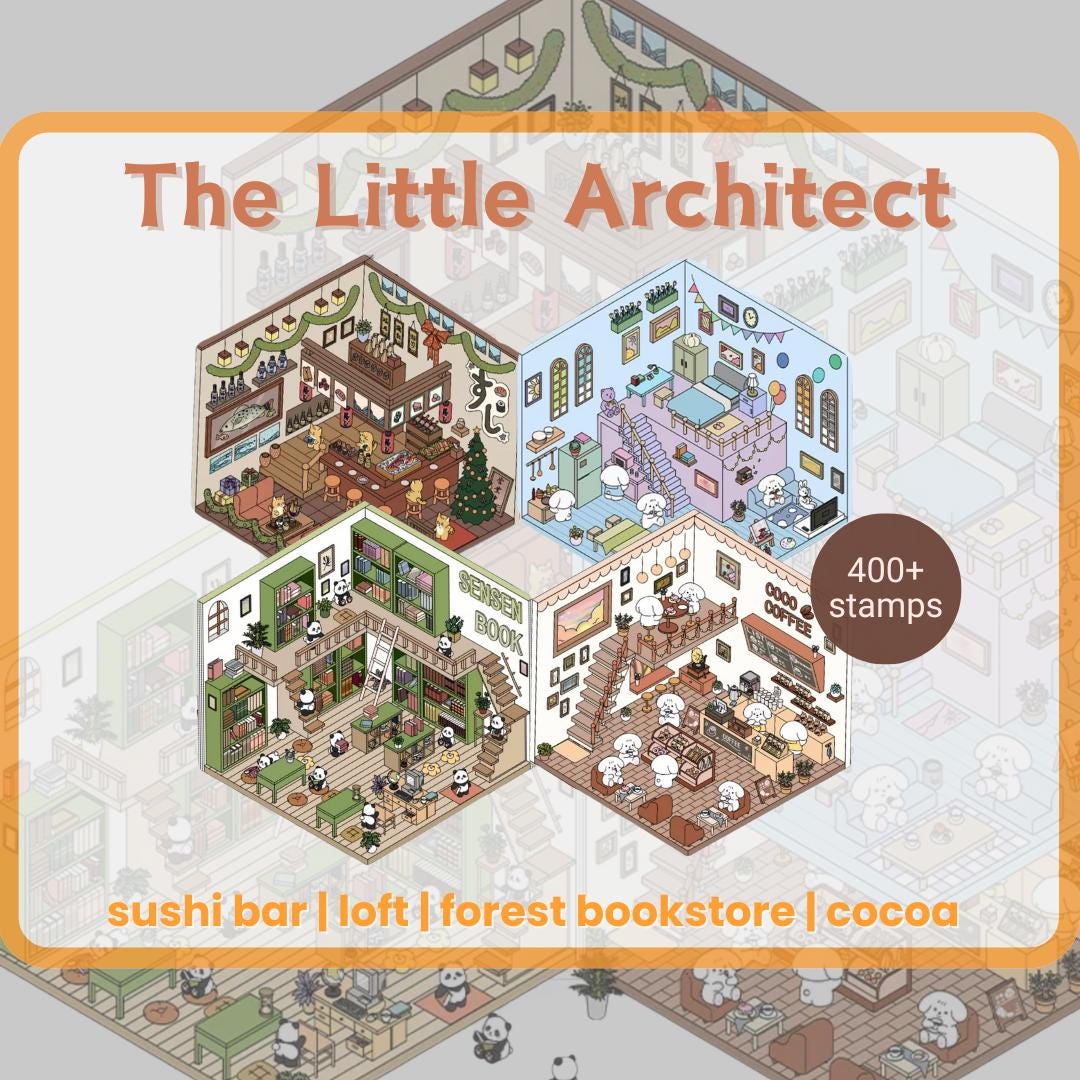 The Little Architect 4 Set Theme Isometric Stickers 2.0 Cute Stickers ...