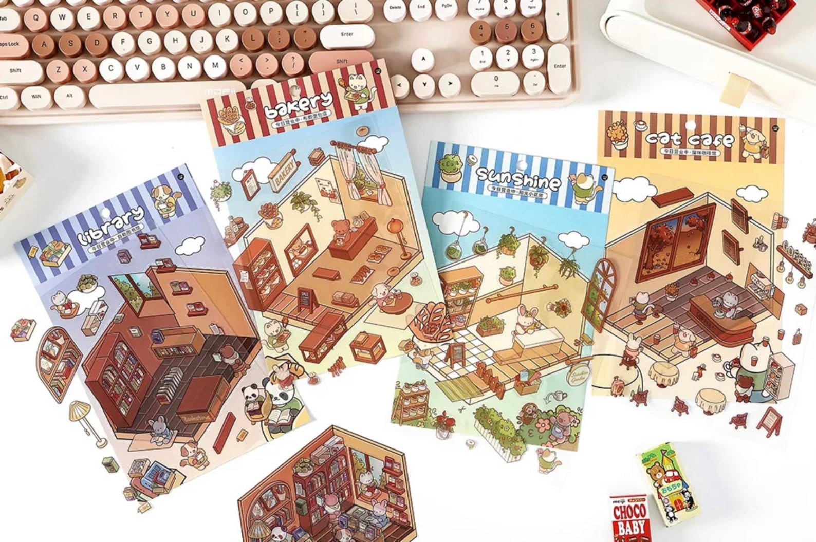 Isometric Stickers Room Interior Design Art Cute Stickers Cozy House ...