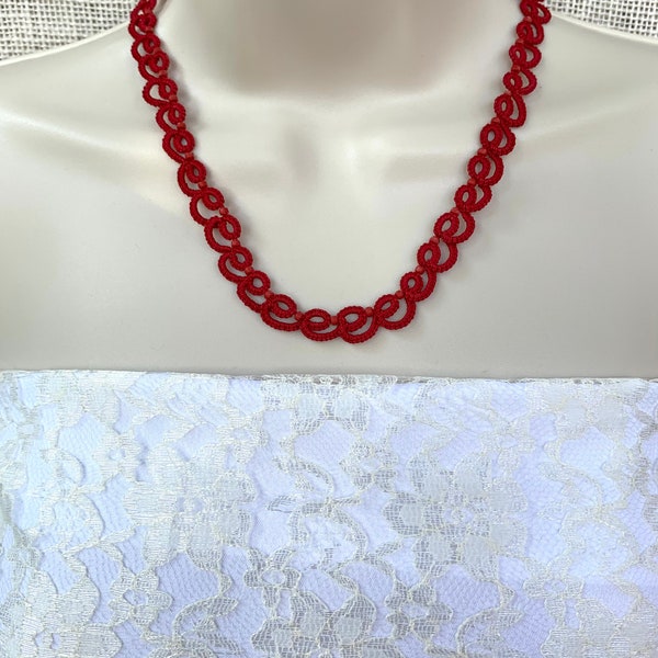 Handmade Red Tatted Necklace - Etsy