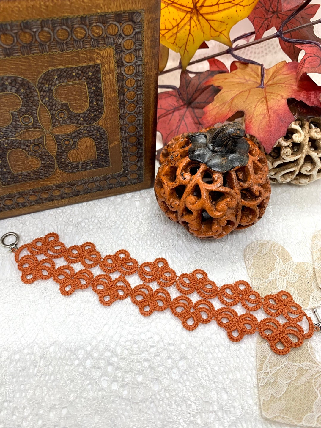 Fall Cuff Bracelet Perfect Pumpkin Color Lace Cuff Bracelet - Etsy