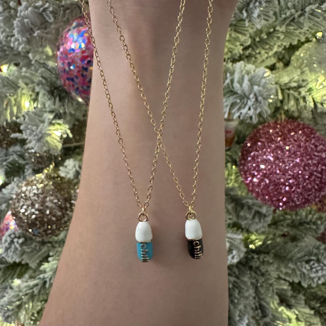 Enamel Chill Pill Necklace: Gold Charm, 18 Inch Chain - Etsy