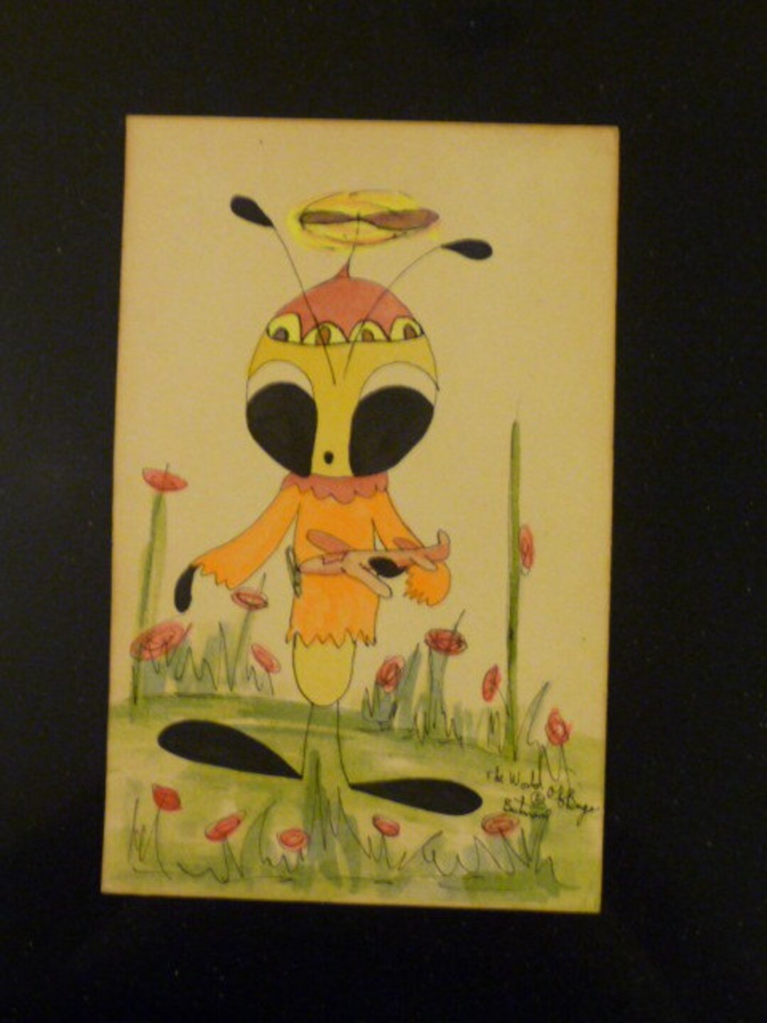 Bug With Airplane Art Card - Etsy