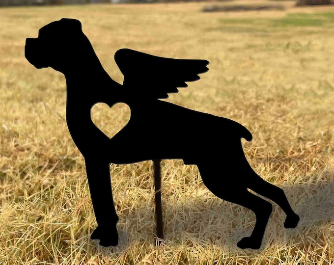 Metal Boxer Memorial Yard Stake Free Shipping Metal Boxer Heart Stake ...