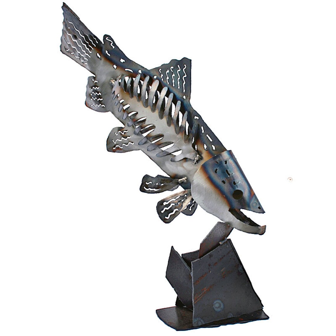 Steel Trout Sculpture: Heat-treated Metal Fish Art, Cabin Decor - Etsy