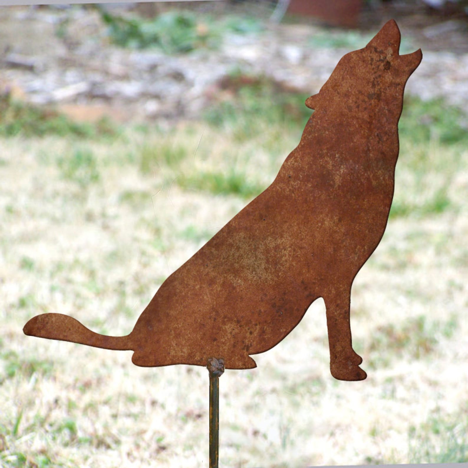 Wolf Garden Art Metal Wolf Garden Stake Metal Howling Wolf - Etsy