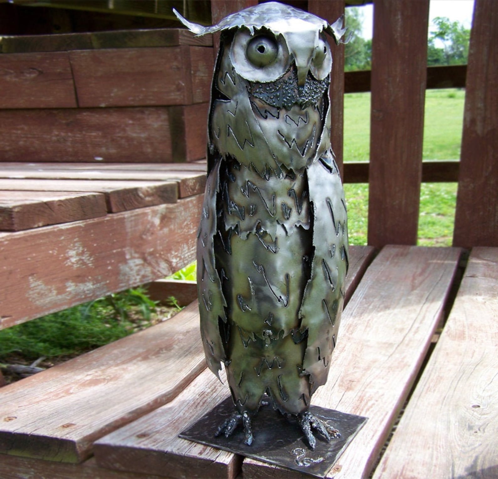 Metal Owl Sculpture Owl Artwork Metal Bird Sculpture S - Etsy