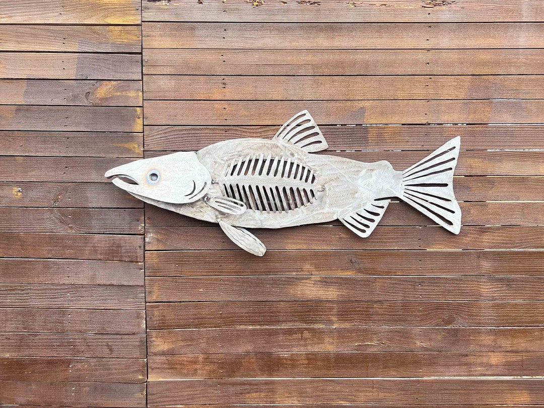 Salmon Metal Sculpture Wall Hanging 48 Inches - Huge Fish Wall Decor ...