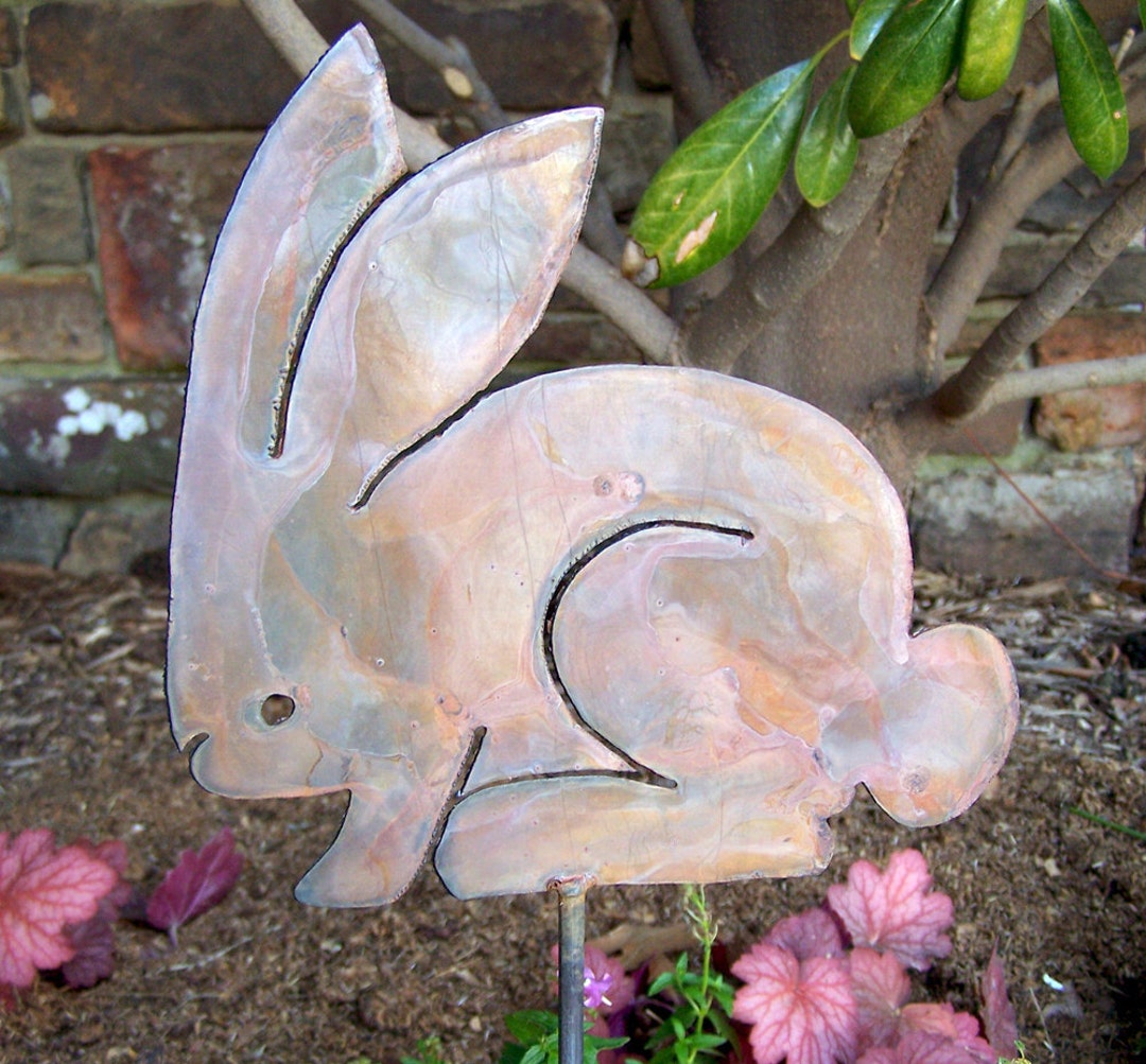 Rustic Metal Rabbit Stake: Whimsical Garden Bunny Decor - Etsy