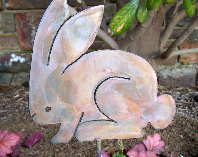 Metal Rabbit Stake Whimsical Garden Bunny Stake Metal - Etsy