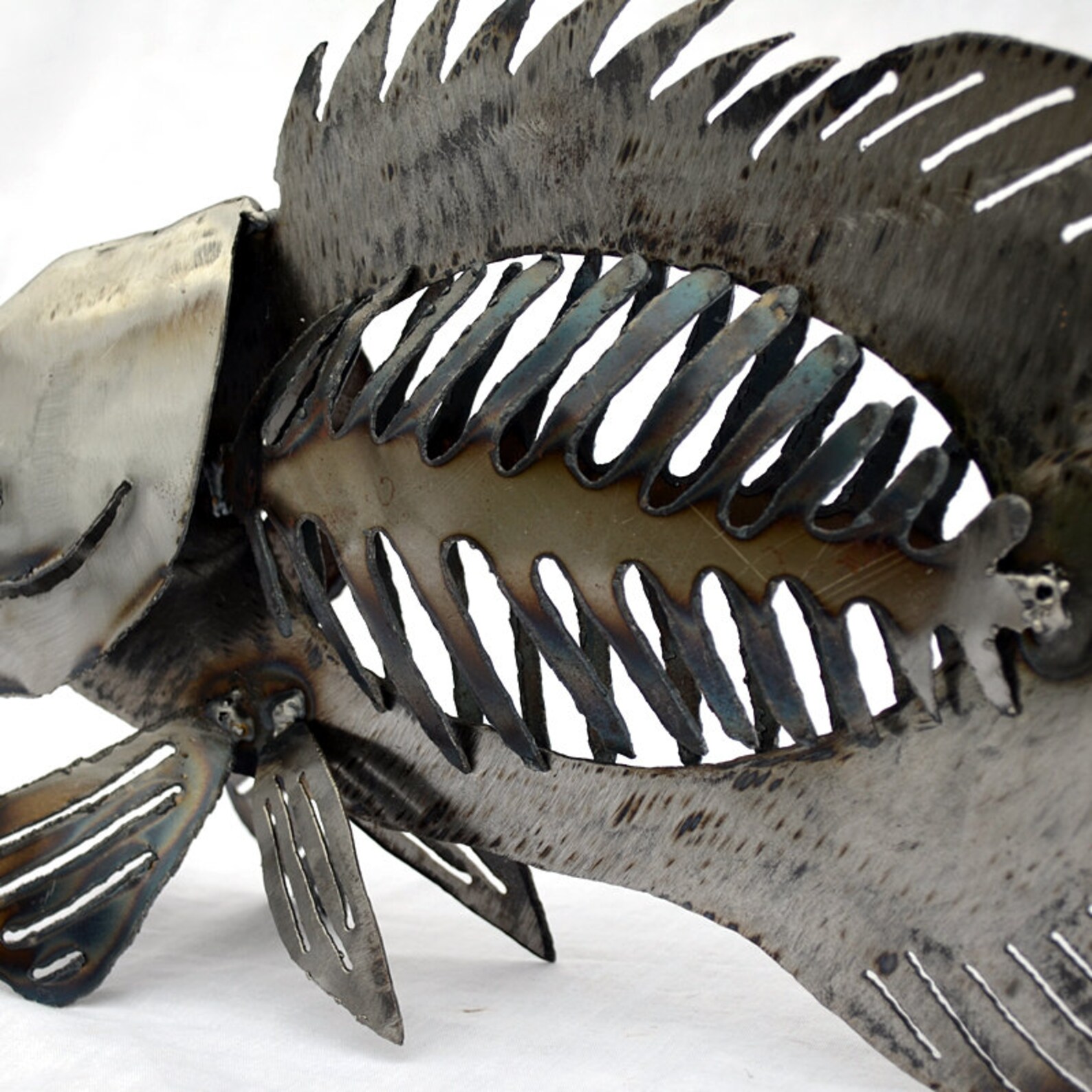 Metal Fish Sculpture Cabin Fish Decor Lodge Bass Artwork - Etsy