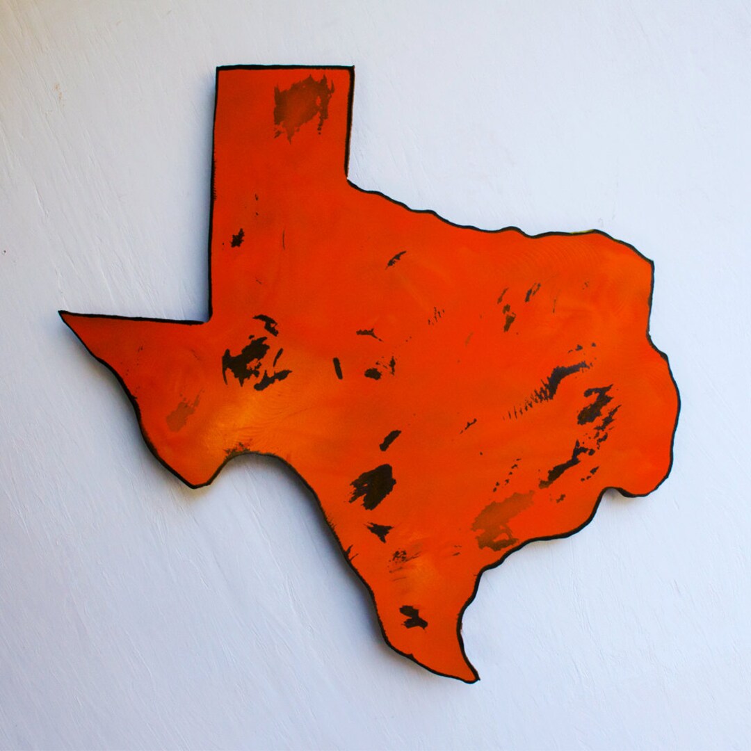 Rustic Orange Texas State Metal Wall Art - 24x24 - Etsy