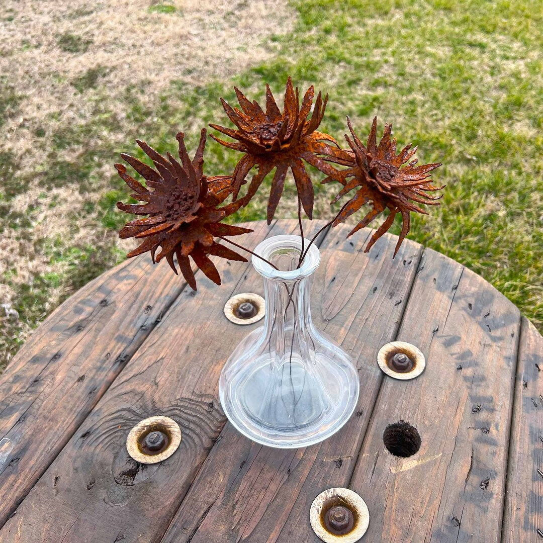 Rusty Dahlia Flowers Weathered - Set of 3 - Handmade Custom Dahlias ...