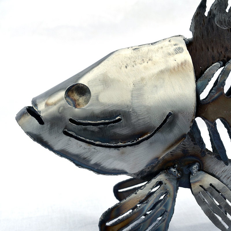 Metal Fish Sculpture Cabin Fish Decor Lodge Bass Artwork - Etsy