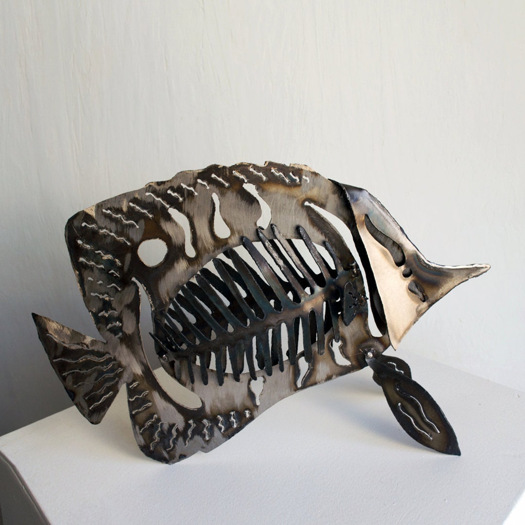 Metal Butterfly Fish Sculpture: Nautical Steel Art, Office Decor - Etsy