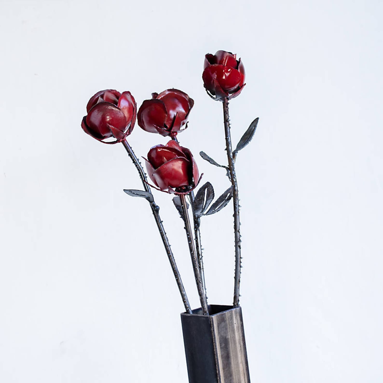 Metal Rose Flower Arrangement: Industrial Sculpture in Vase - Etsy
