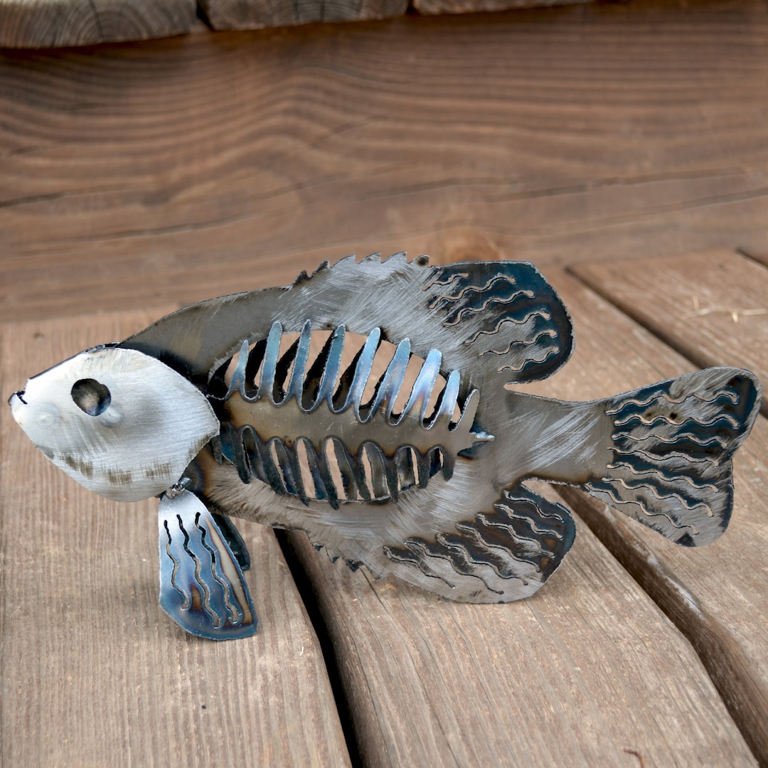 Metal Crappie Sculpture: Native Lake Fish Art, Fisherman Trophy - Etsy
