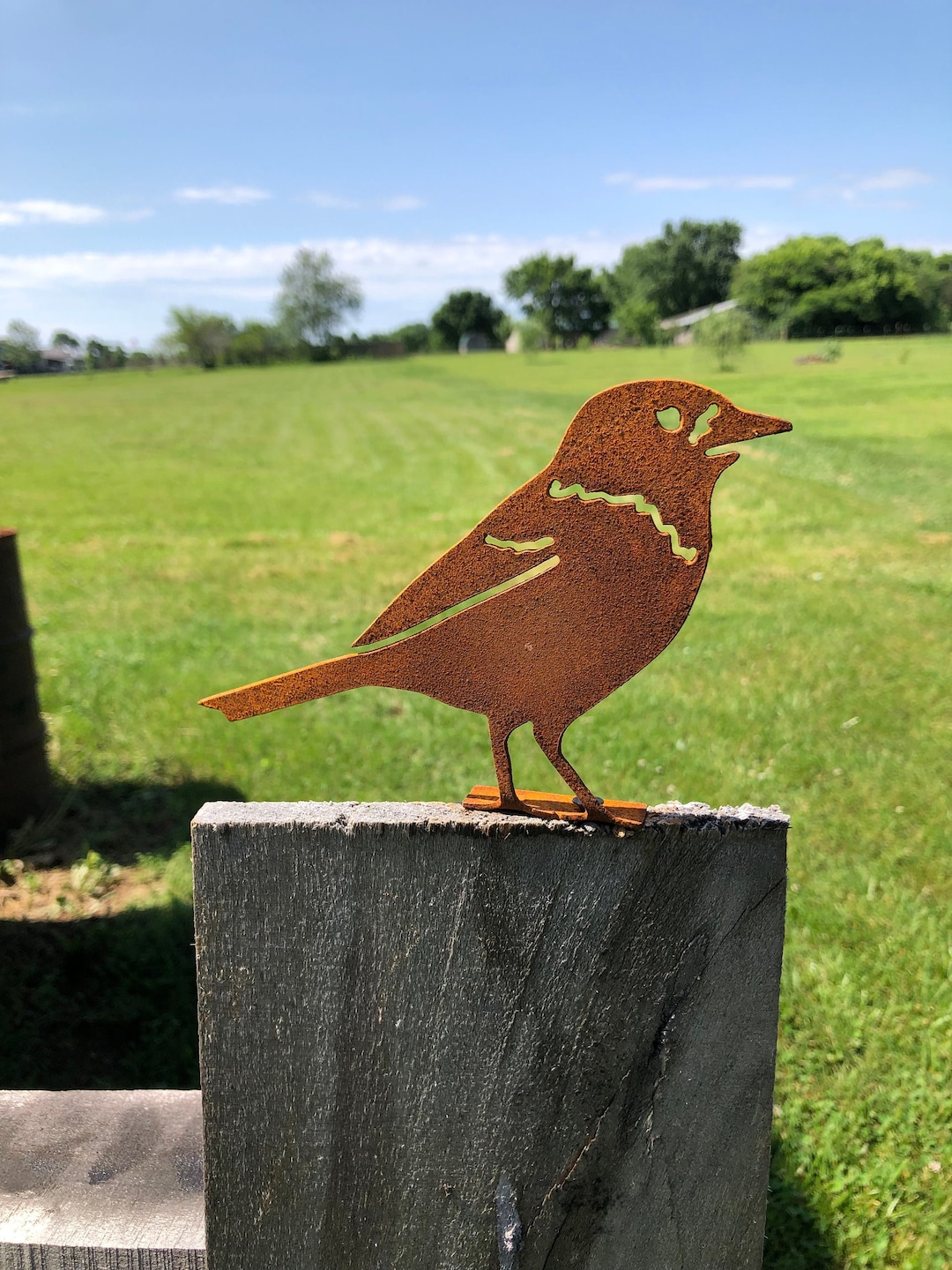 Oriole Outdoor Metal Bird - Baltimore Oriole Garden Decor - Fence Post ...