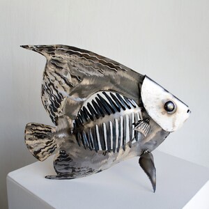 Metal Angelfish Sculpture: Nautical Steel Bone Fish Art - Etsy