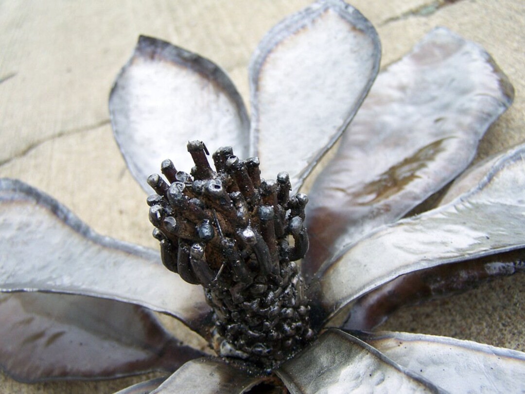 Magnolia Blossom Sculpture - Elegant Silver Metal Design - Suitable for ...