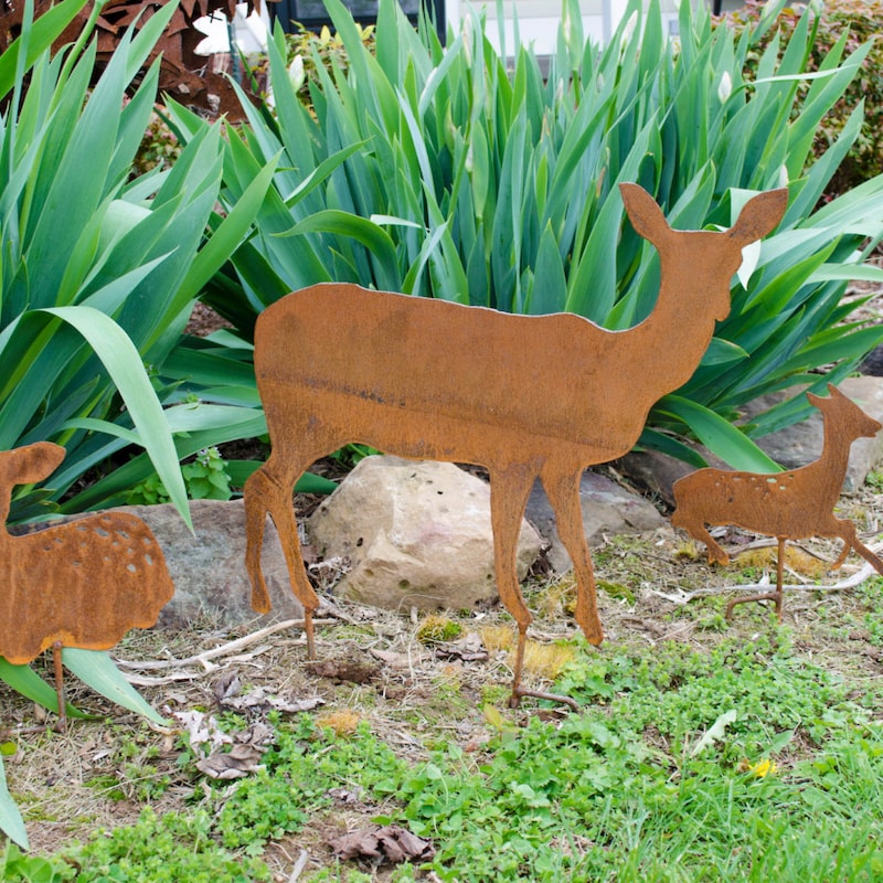Deer Metal Garden Statue - Etsy
