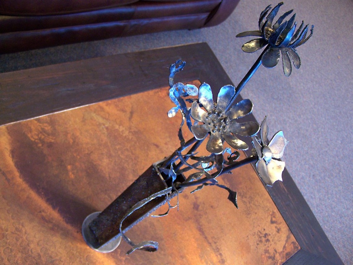 Anniversary Gift - Metal Flower Bouquet - Flower Arrangement Sculpture ...