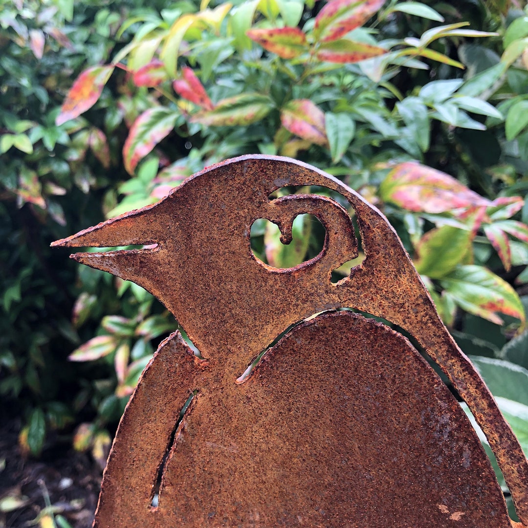 Rusty Penguin Metal Yard Stake - 10x6- Rustic Standing Penguin Garden ...