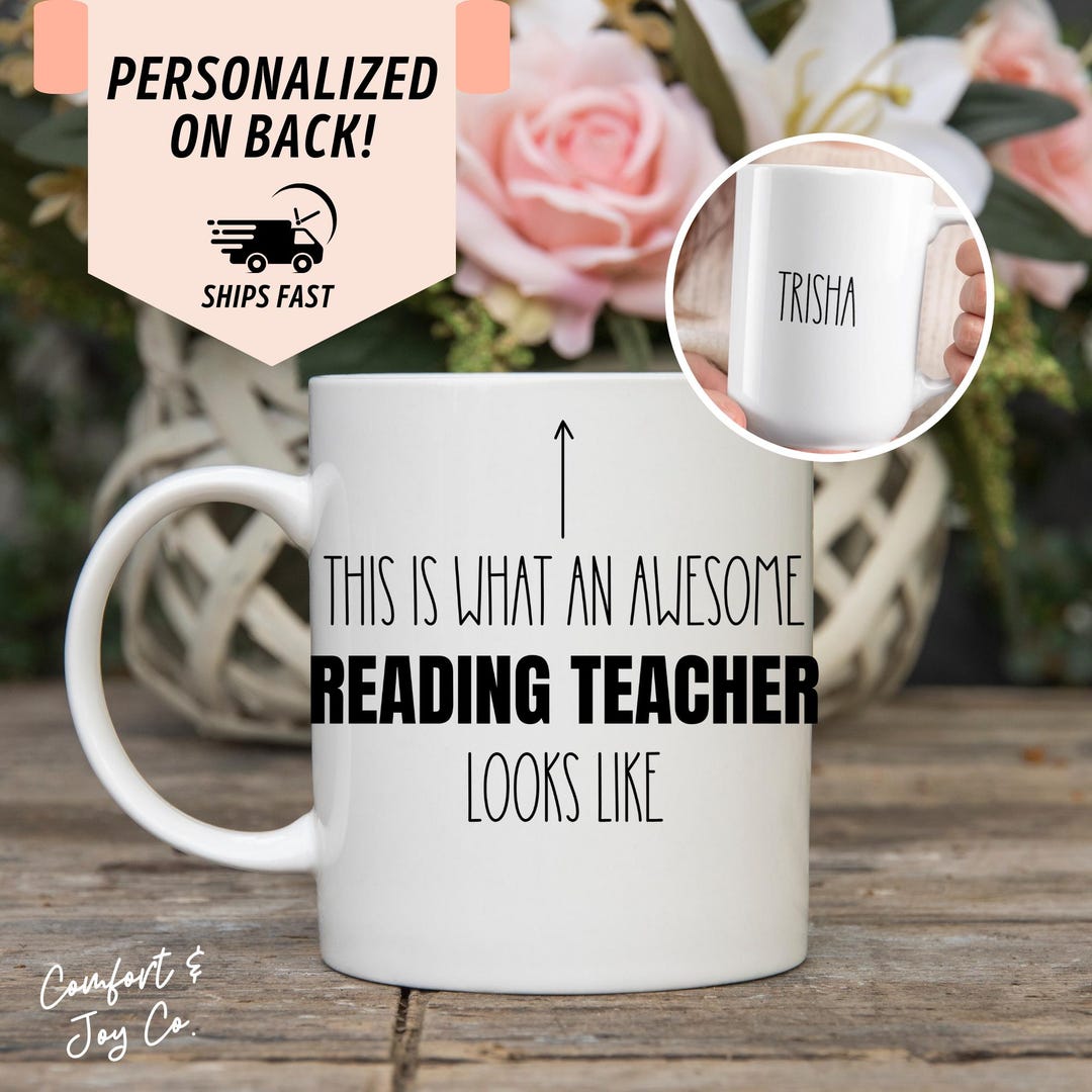 Personalized Reading Teacher Gift, Custom Name Coffee Mug, Teacher ...