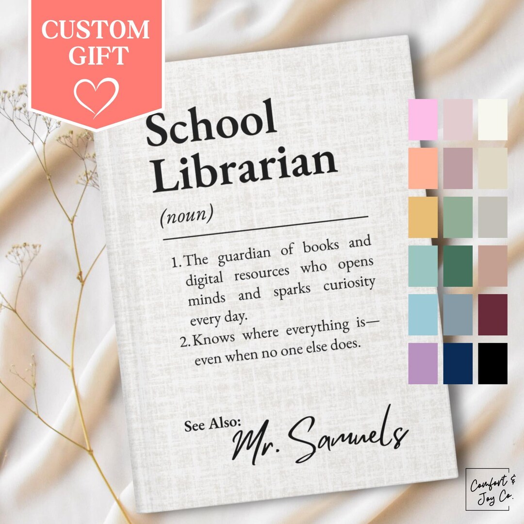 School Librarian Notebook Personalized Gift, Custom Name Definition ...