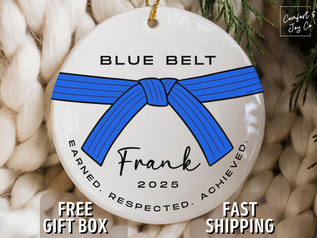 Personalized Blue Belt Ornament, Karate Blue Belt Ranking Gift, Martial ...