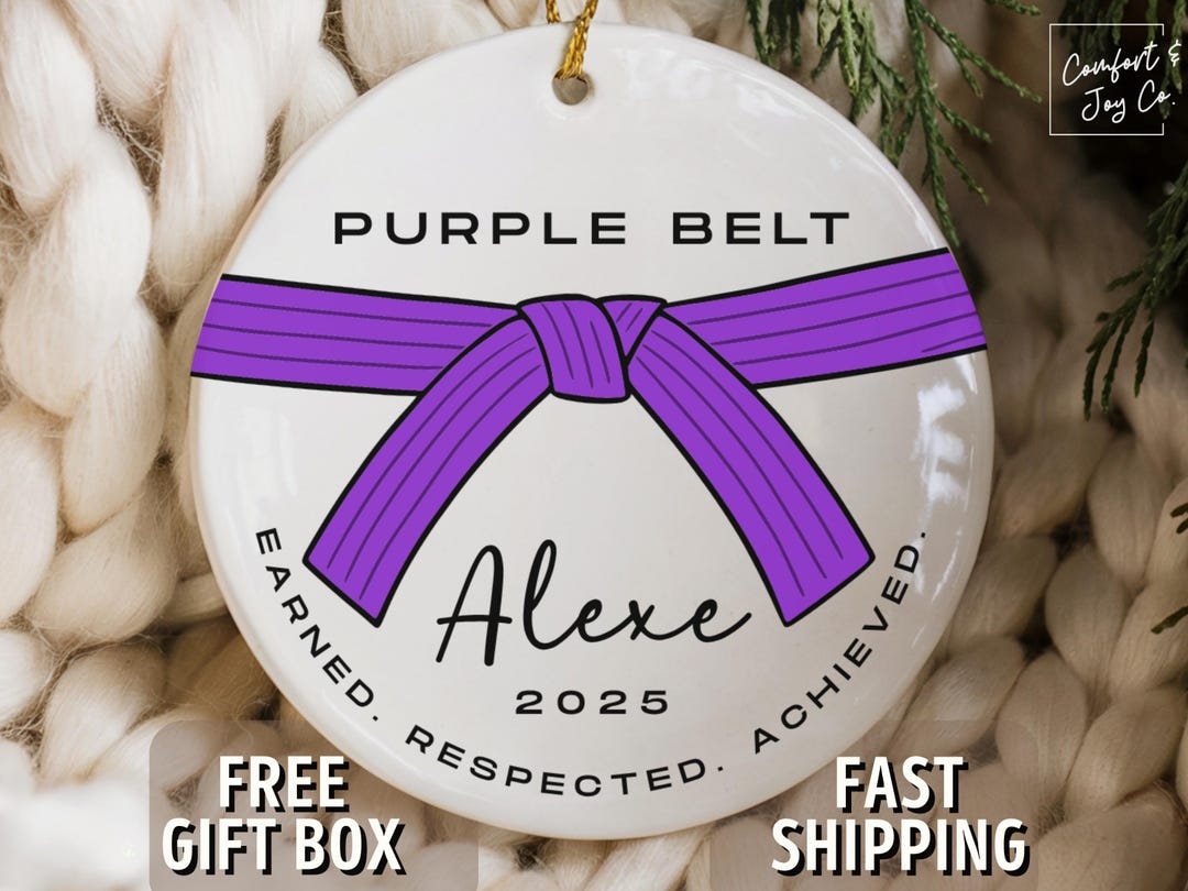 Personalized Purple Belt Ornament, Karate Purple Belt Ranking Gift ...