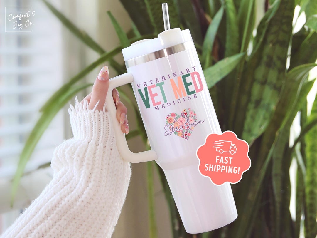 Personalized Vet Med Tumbler, 40oz Name Tumbler With Handle, Veterinary ...