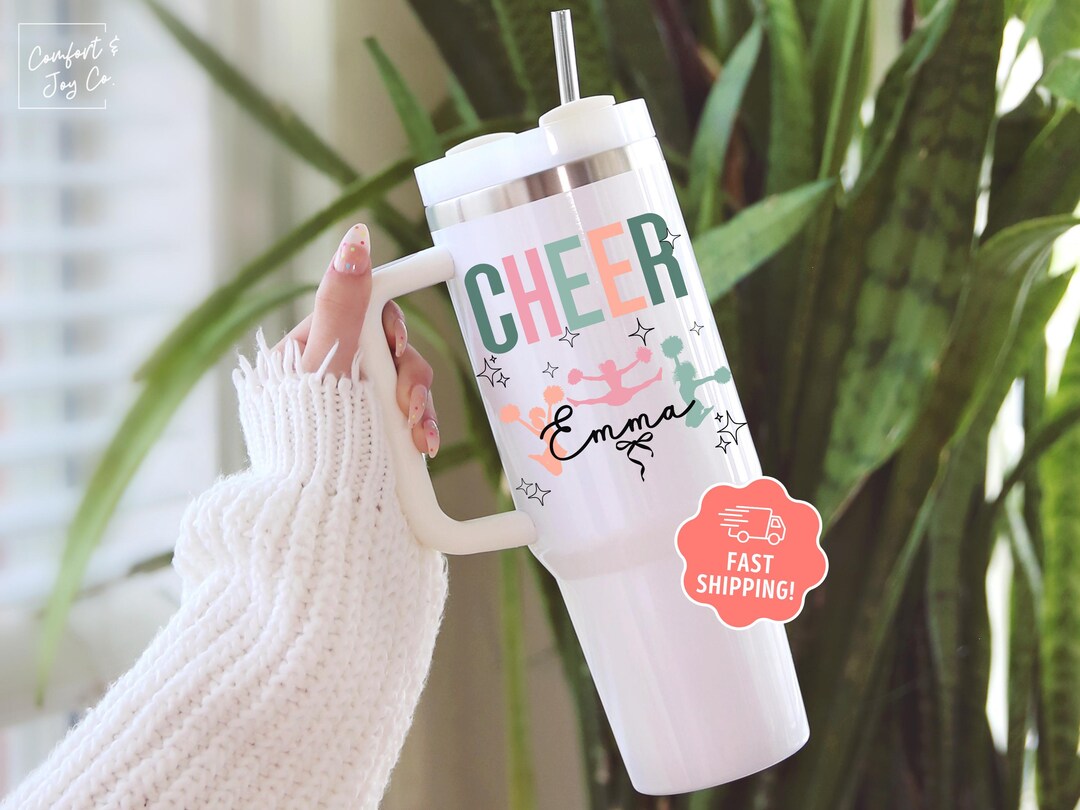 Cheerleader Tumbler 40oz Personalized Travel Mug With Handle, Custom ...