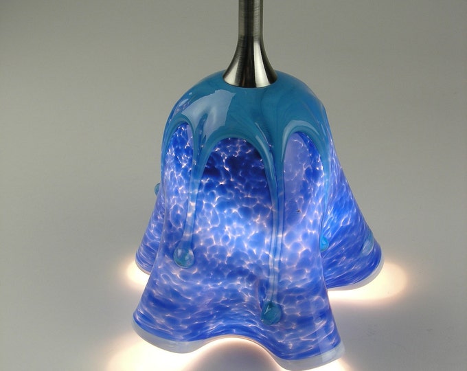 Blue Flower Art Glass Mini Pendant Light - Etsy