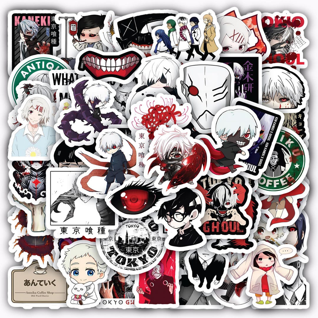 Set 60 Tokyo Waterproof Ghoul Vinyl Stickers Sheet – Dark Anime Decals ...