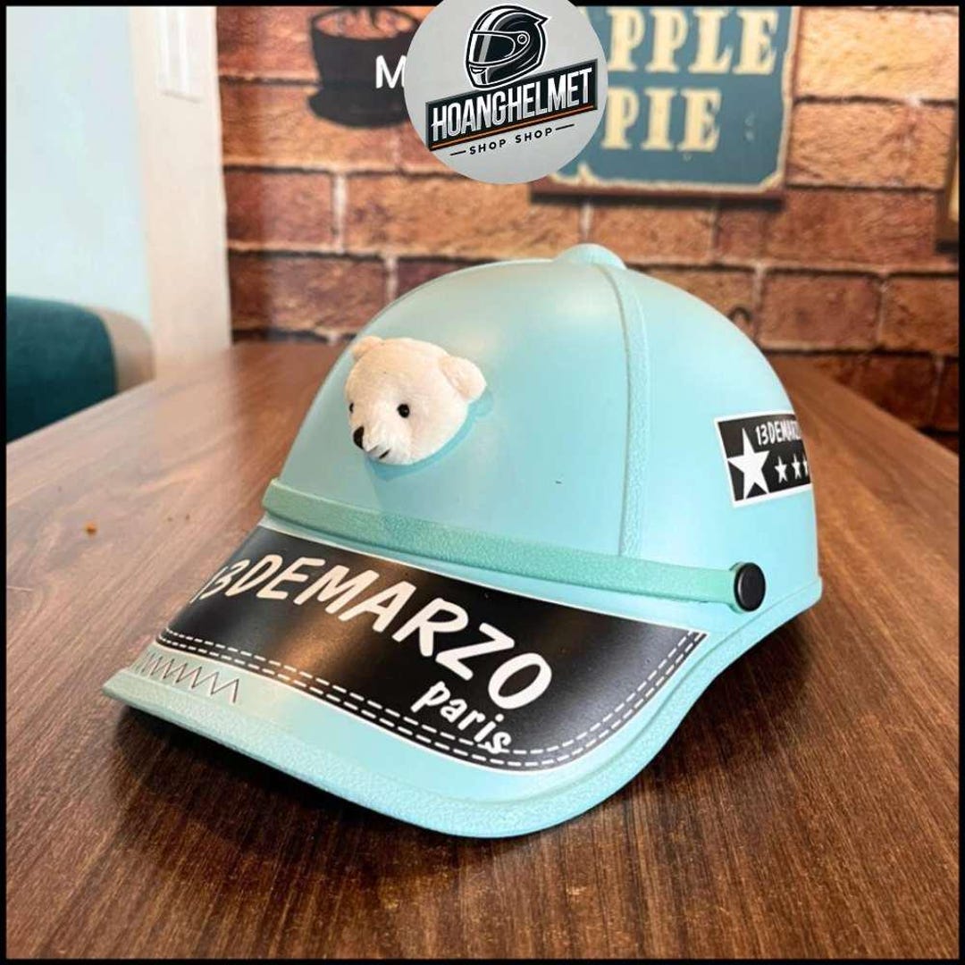 Cute Teddy Bear Baseball Cap Style Helmet Adorable Open Face Helmet for ...